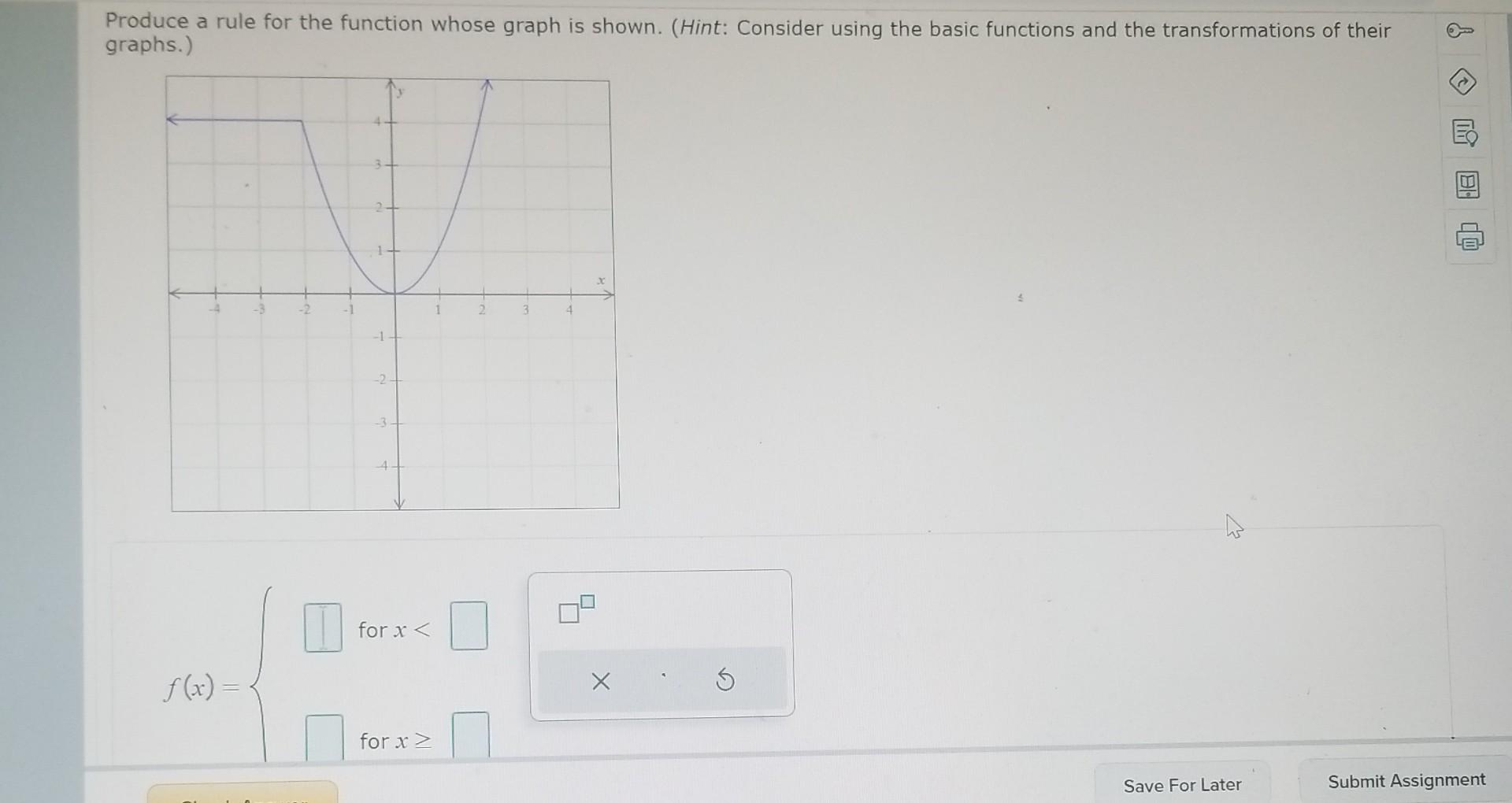 Solved Produce a rule for the function whose graph is shown. | Chegg.com