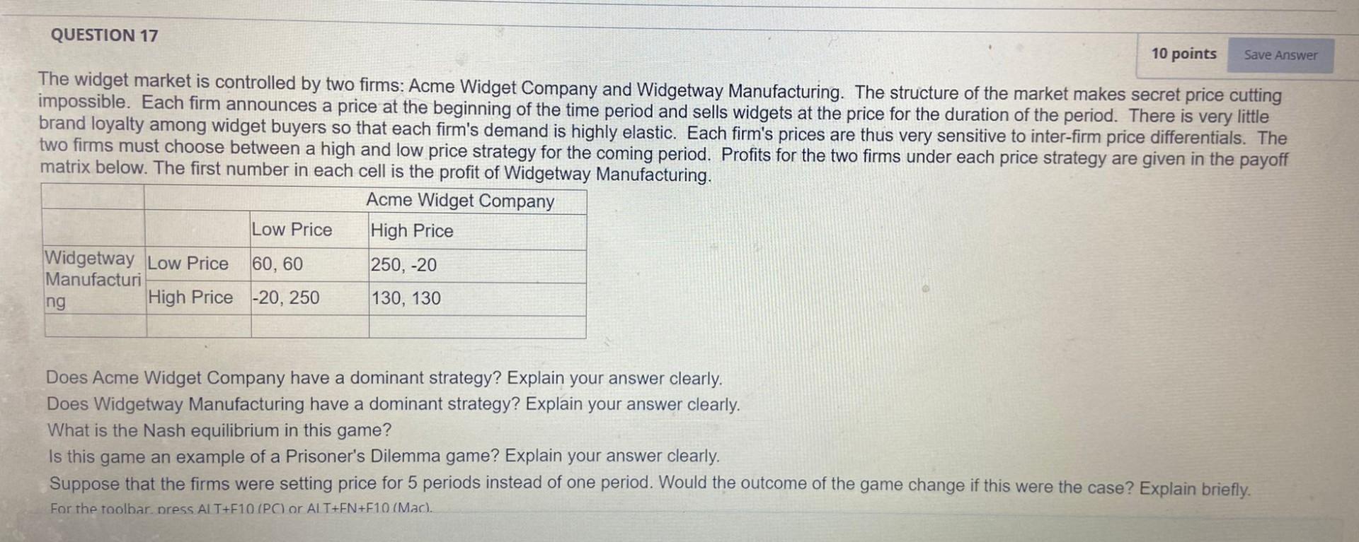 Solved The widget market is controlled by two firms: Acme | Chegg.com
