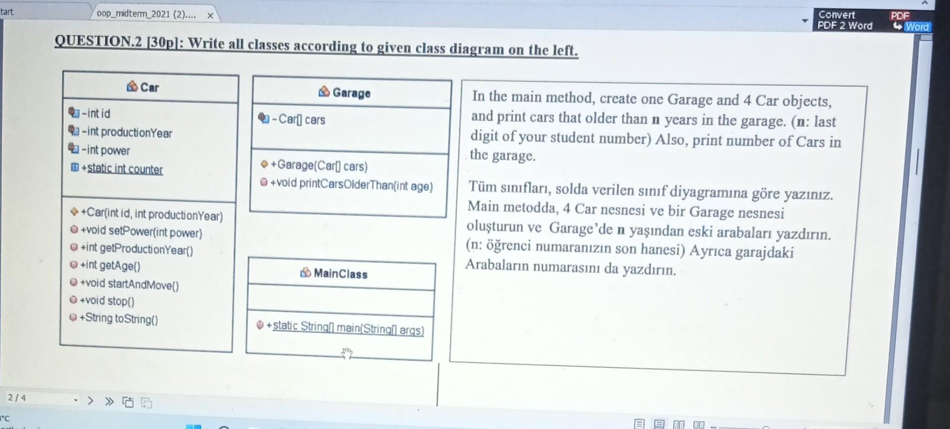 Solved QUESTION.2 [30p]: Write all classes according to | Chegg.com