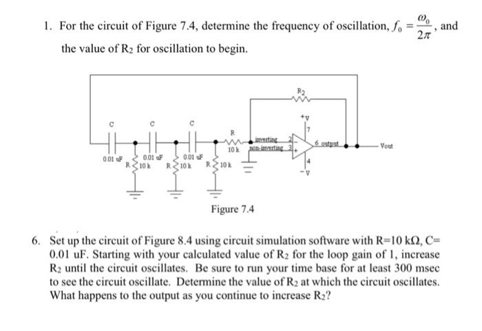 Solved 1. For the circuit of Figure 7.4, determine the | Chegg.com