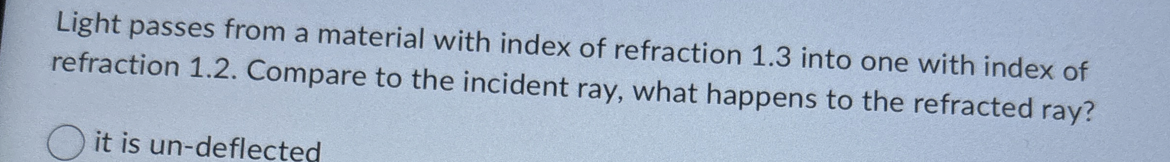 Solved Light passes from a material with index of refraction | Chegg.com