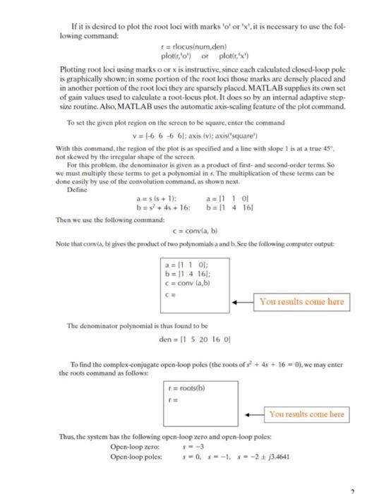 Solved PLOTTING ROOT LOCI WITH MATLAB We present the MATLAB | Chegg.com