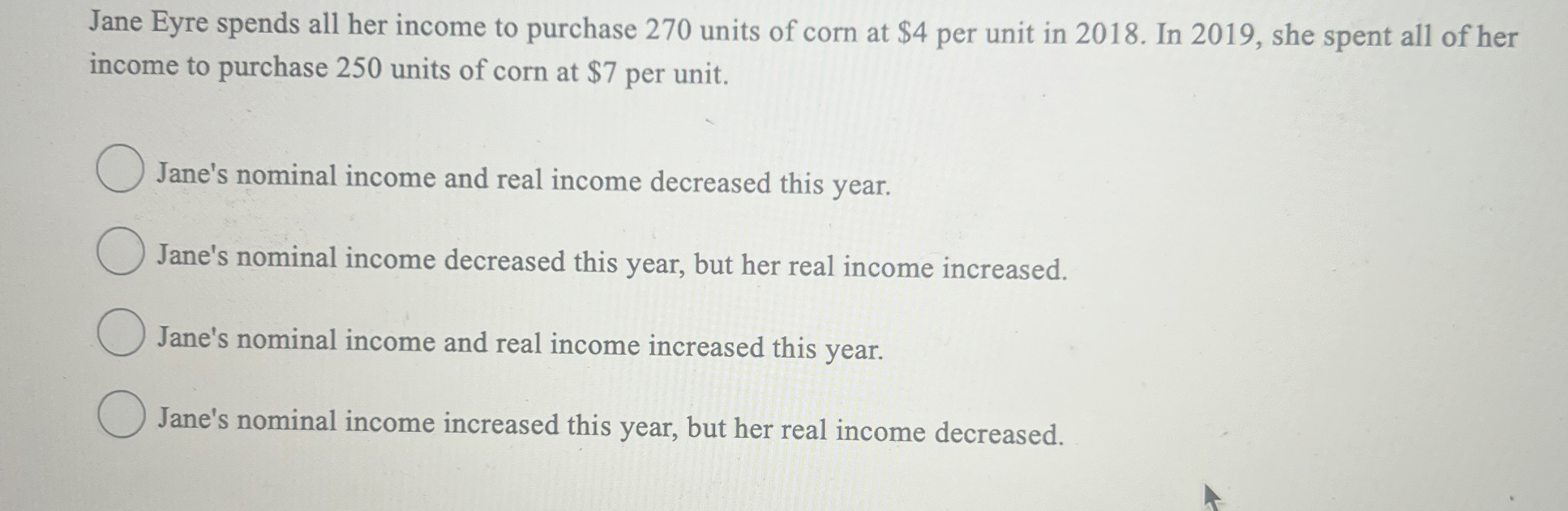 Solved Jane Eyre spends all her income to purchase 270 | Chegg.com