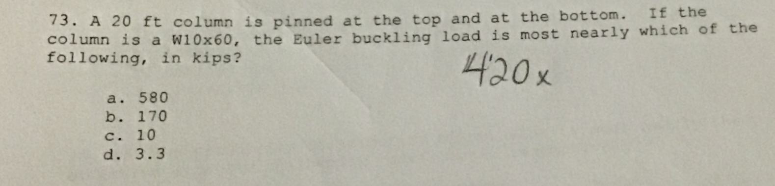 Solved A 20ft ﻿column is pinned at the top and at the | Chegg.com