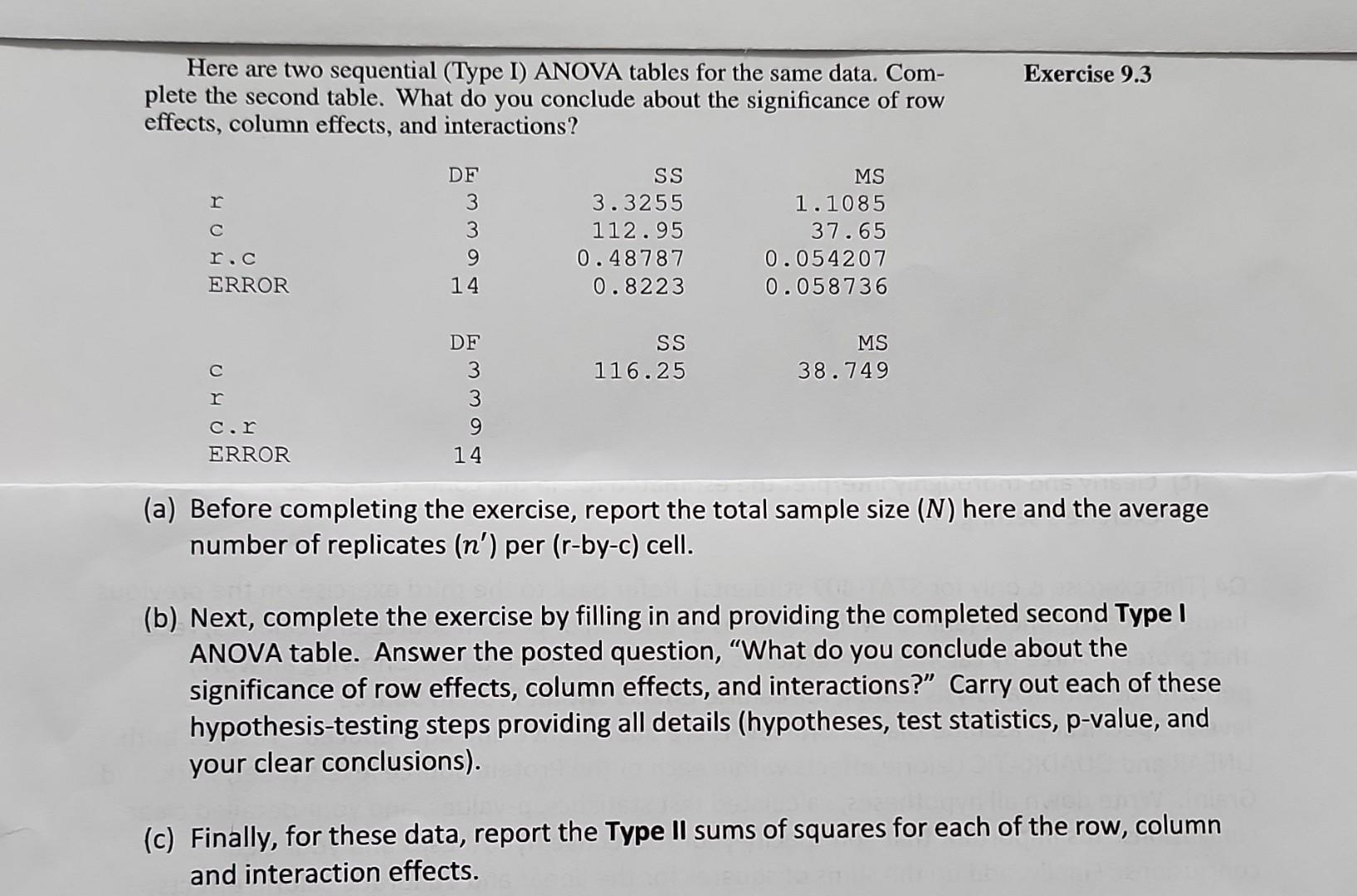 Solved Here are two sequential (Type I) ANOVA tables for the | Chegg.com