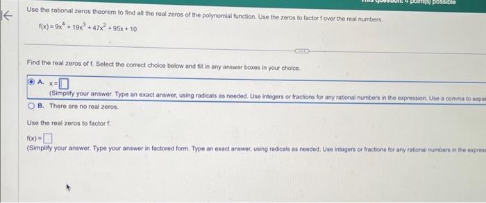 Solved Use the rational zeros theorem to find all the real | Chegg.com