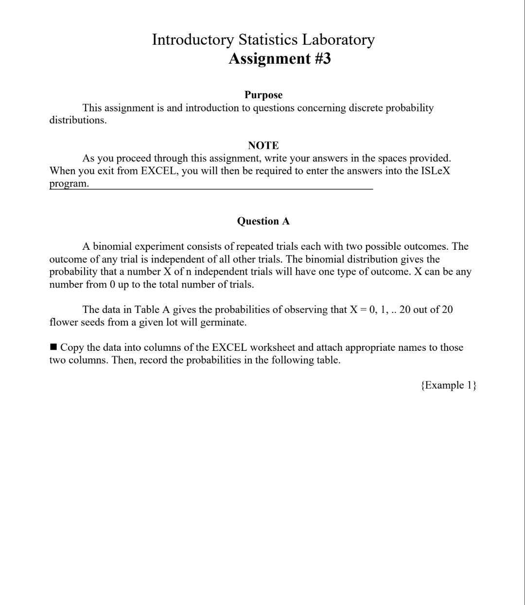 Solved Introductory Statistics Laboratory Assignment \#3 | Chegg.com