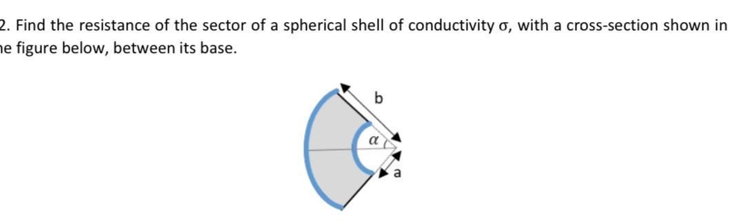 Solved Find the resistance of the sector of a spherical | Chegg.com