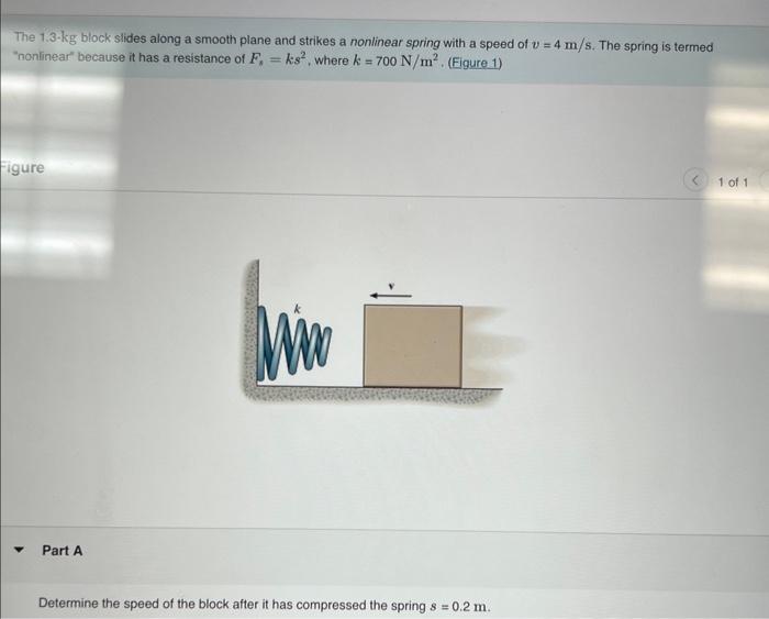 Solved The 1.3-kg block slides along a smooth plane and | Chegg.com