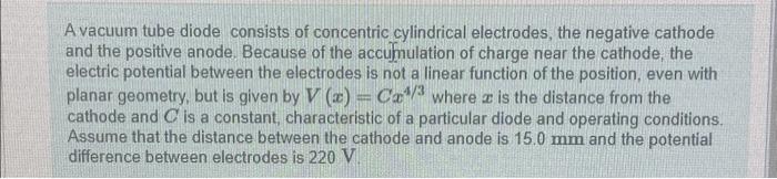 Solved A vacuum tube diode consists of concentric | Chegg.com