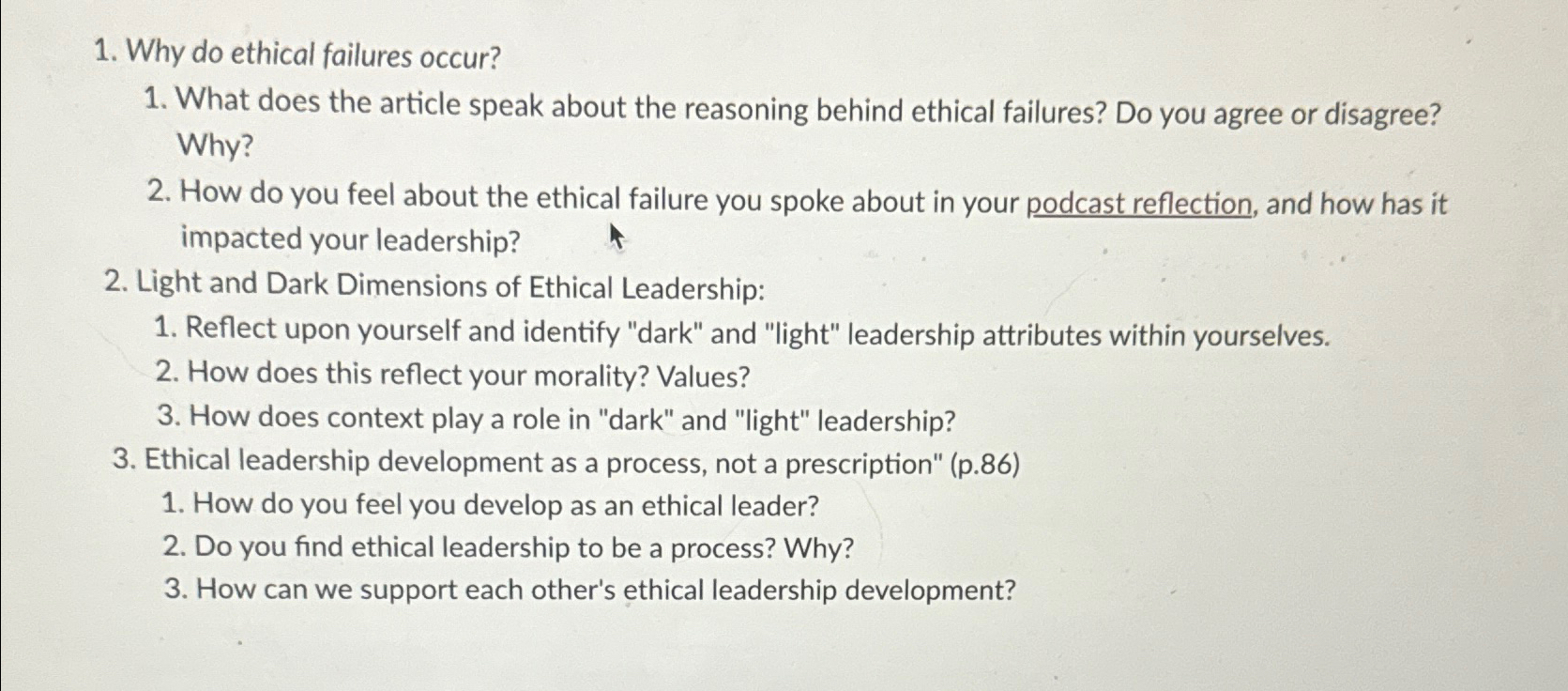 Solved Why do ethical failures occur?What does the article | Chegg.com