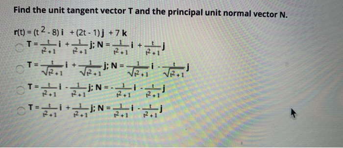 Solved Find the unit tangent vector and the principal unit | Chegg.com