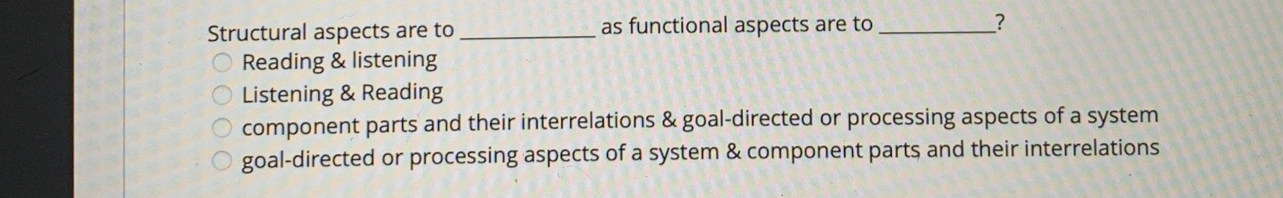 Solved Structural aspects are to q, ﻿as functional aspects | Chegg.com