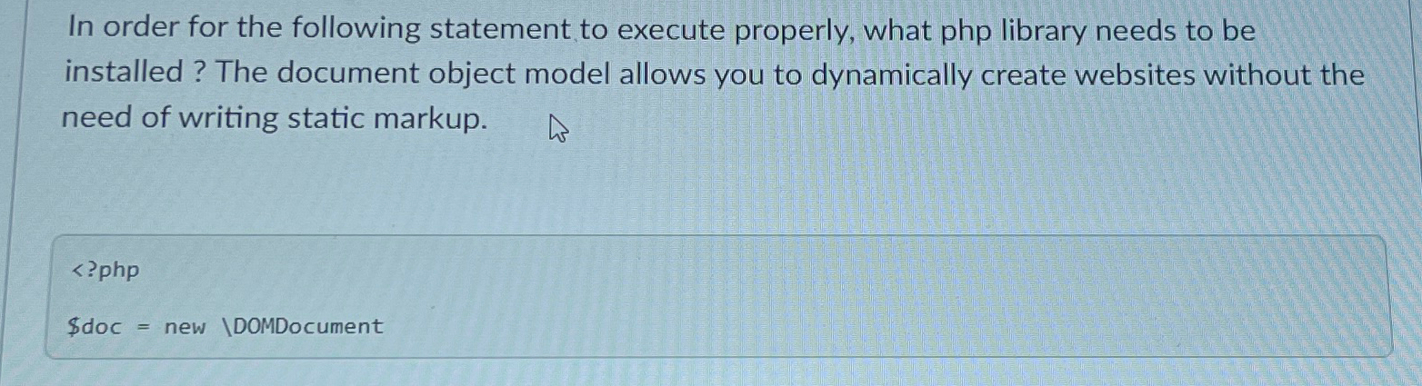 Solved In order for the following statement to execute | Chegg.com