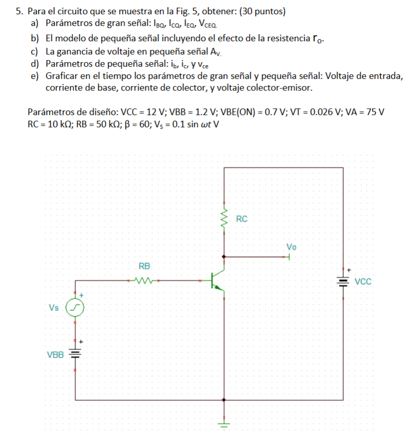 Solved Para el ﻿circuito que se ﻿muestra en la ﻿Fig. 5, | Chegg.com