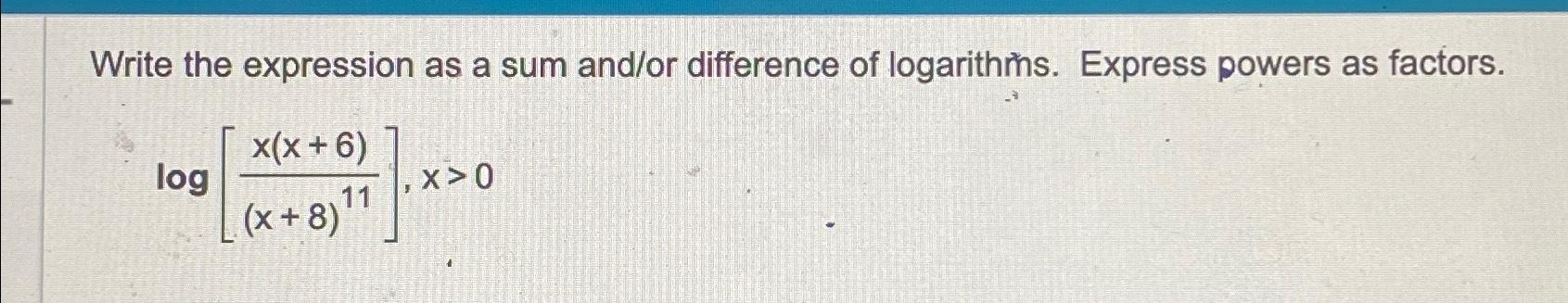 Solved Write the expression as a sum and/or difference of | Chegg.com