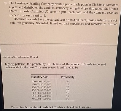 Solved The Crestview Printing Company prints a particularly | Chegg.com