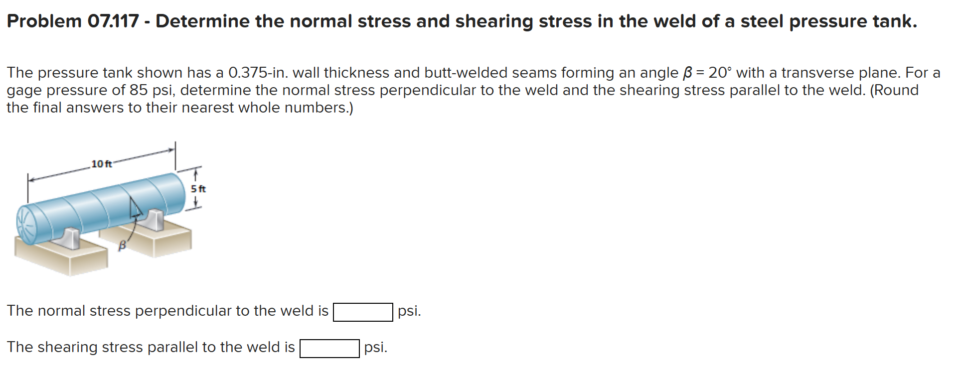 Solved Problem 07.117 - ﻿Determine the normal stress and | Chegg.com