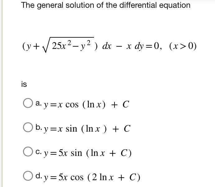Solved The general solution of the differential | Chegg.com