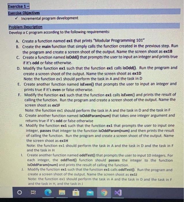 Solved Exercise 1- Exercise Objectives Incremental program | Chegg.com