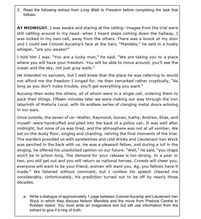 2. Read the following extract from Long Walk to | Chegg.com