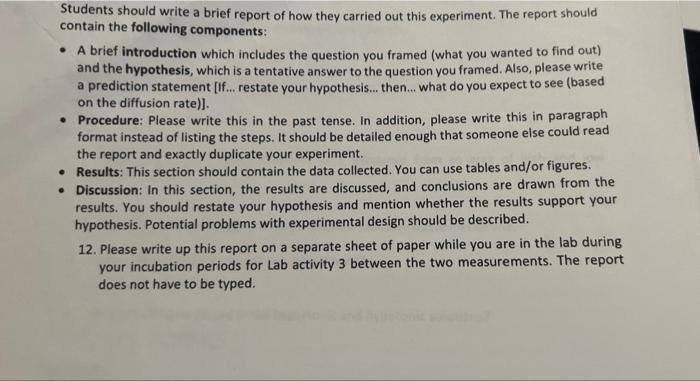 Solved LAB ACTIVITY 4: TEMPERATURE AND DIFFUSION RATE The | Chegg.com