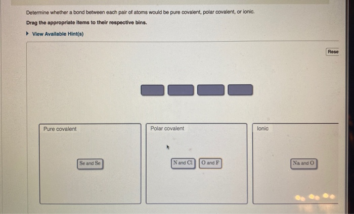 Solved Determine whether a bond between each pair of atoms | Chegg.com