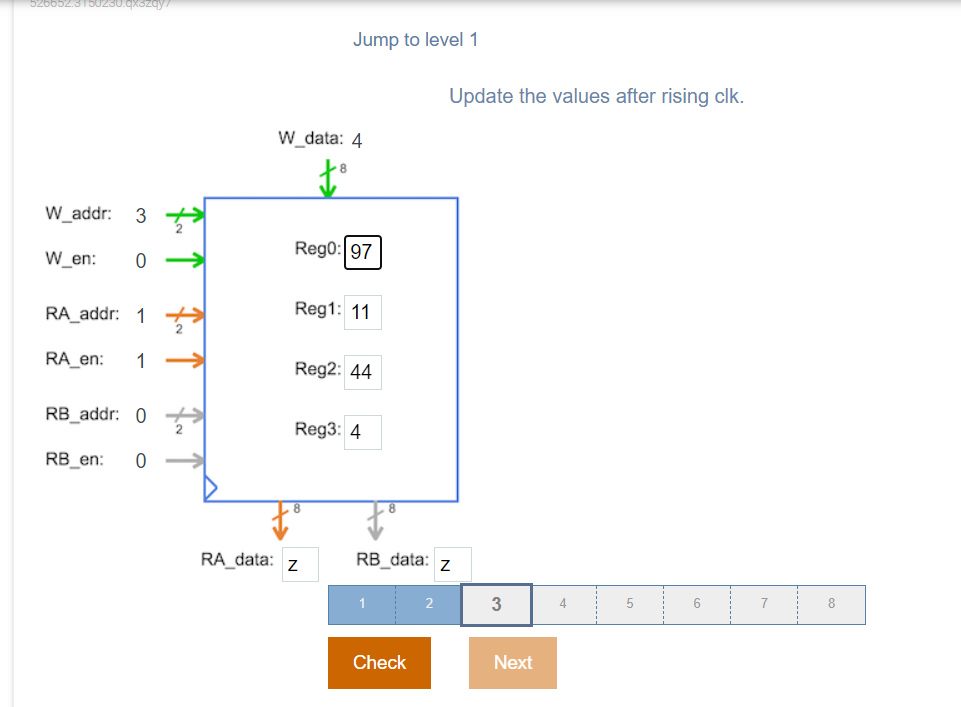 Solved Jump to level 1Update the values after rising clk. | Chegg.com