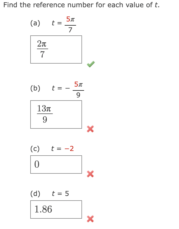Find the reference number for each value of | Chegg.com
