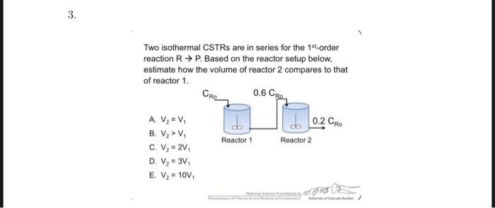 Solved Two isothermal CSTRs are in series for the 1th -order | Chegg.com
