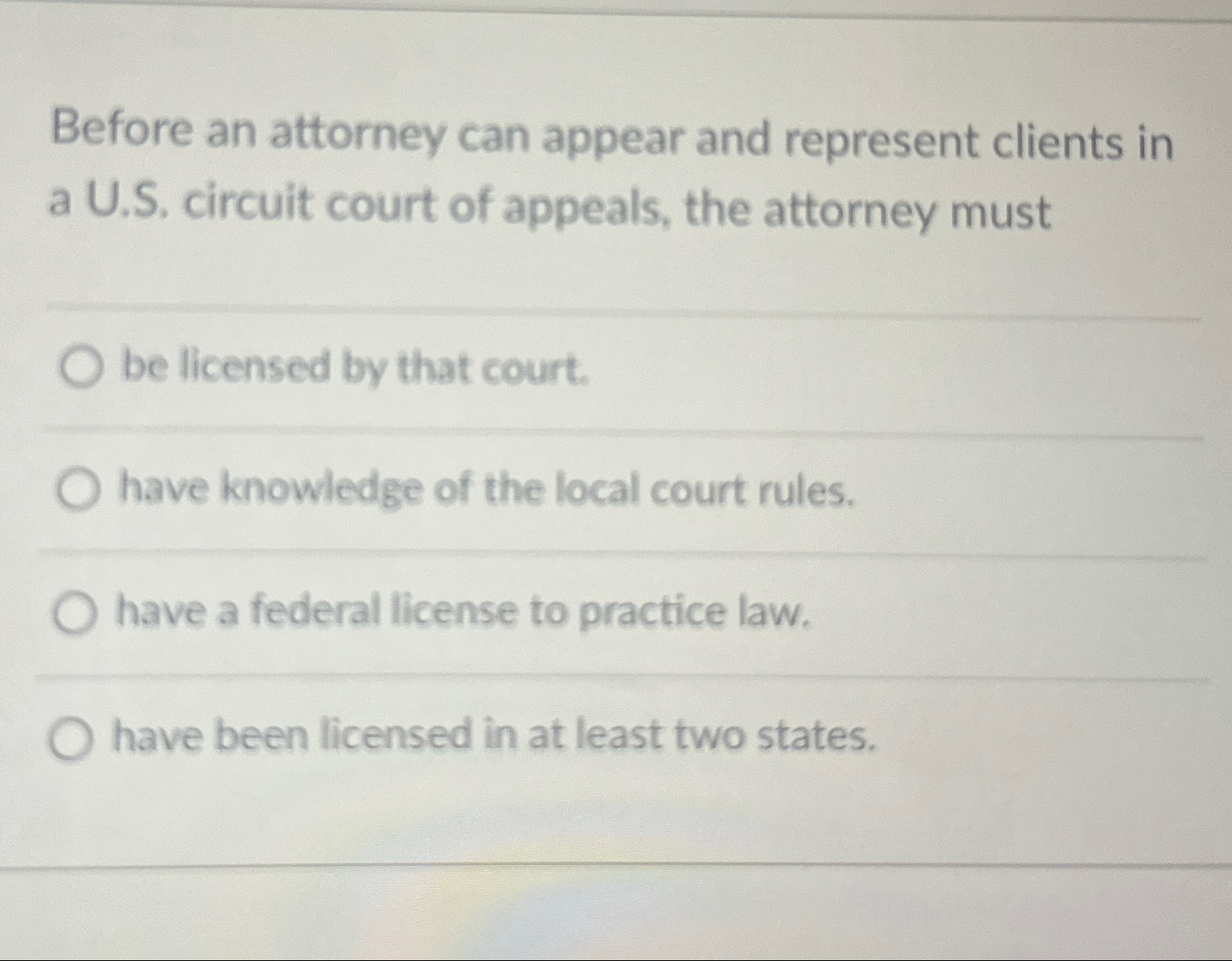 Solved Before an attorney can appear and represent clients | Chegg.com