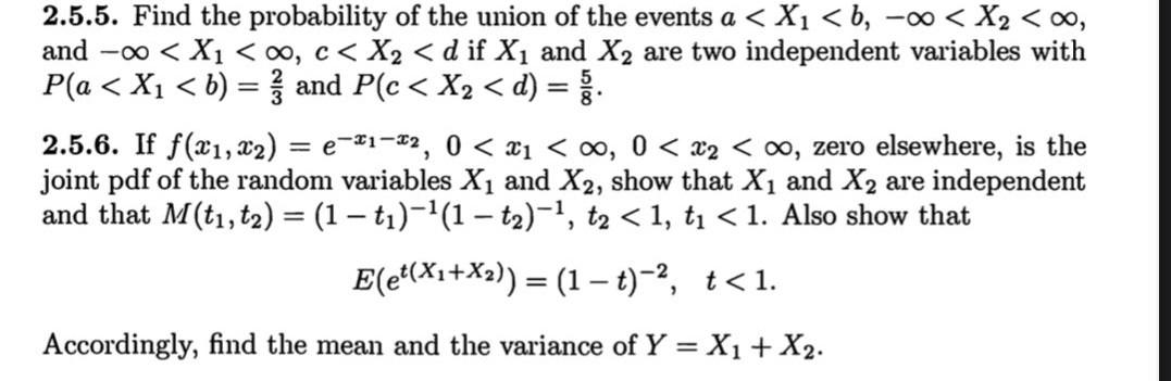 Solved 2.5.5. Find the probability of the union of the | Chegg.com