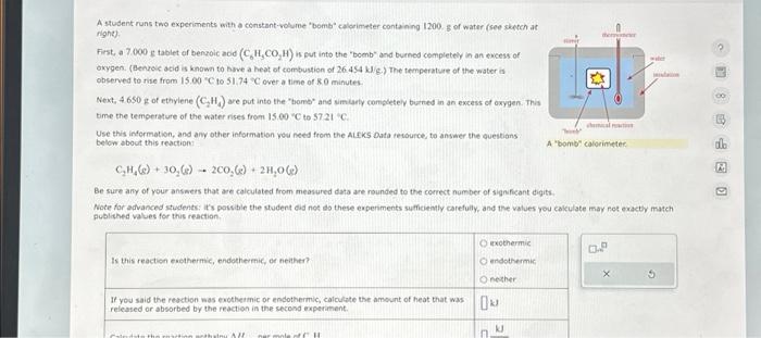 Solved A student runs two experiments with a constant-volume | Chegg.com