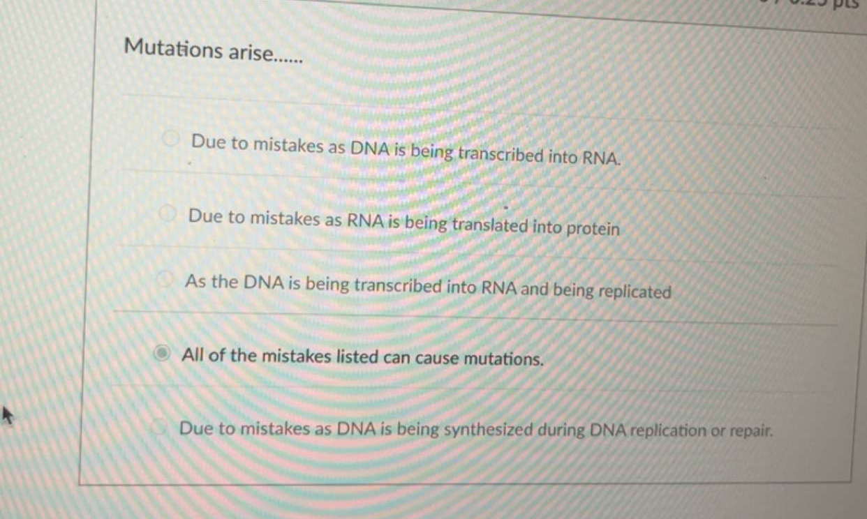 Solved Mutations arise.Due to mistakes as DNA is being | Chegg.com