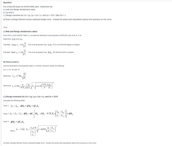 For a W21x50 beam for ASTM A992 steel. Determine the. | Chegg.com