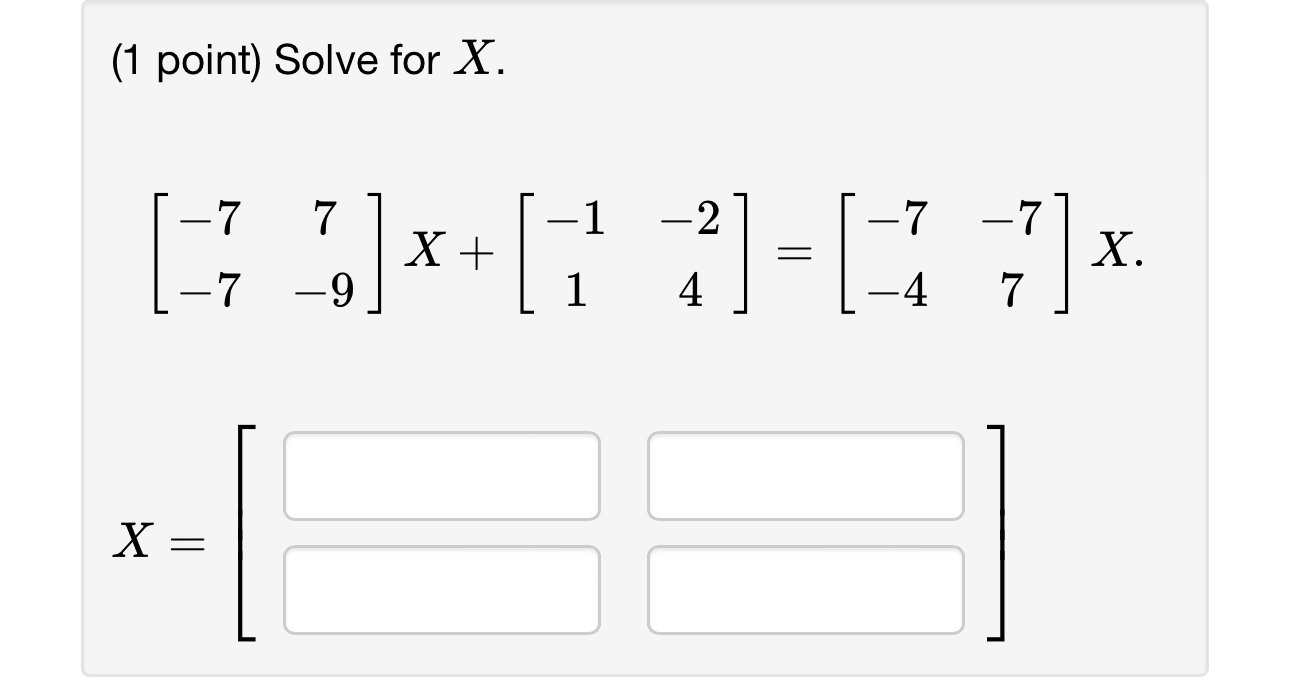 Solved (1 ﻿point) ﻿Solve for x. | Chegg.com