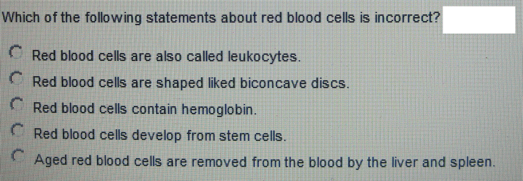 Solved Which of the following statements about red blood | Chegg.com