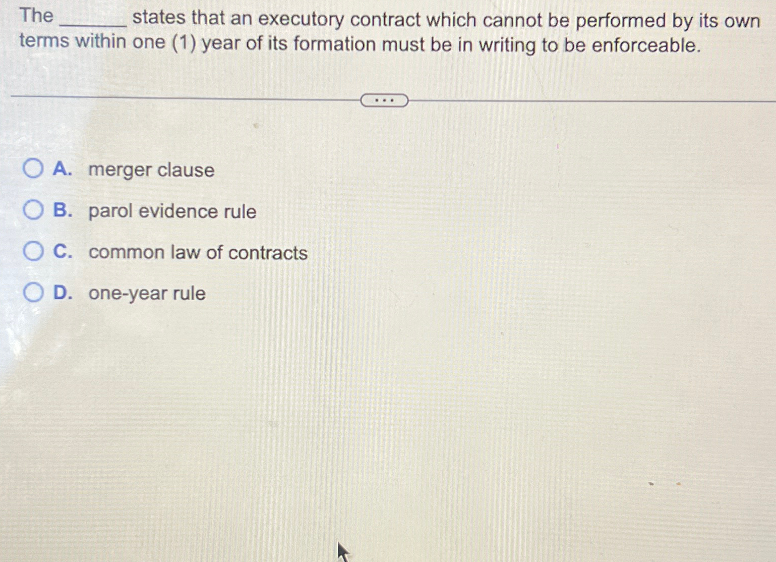 Solved The states that an executory contract which cannot be | Chegg.com