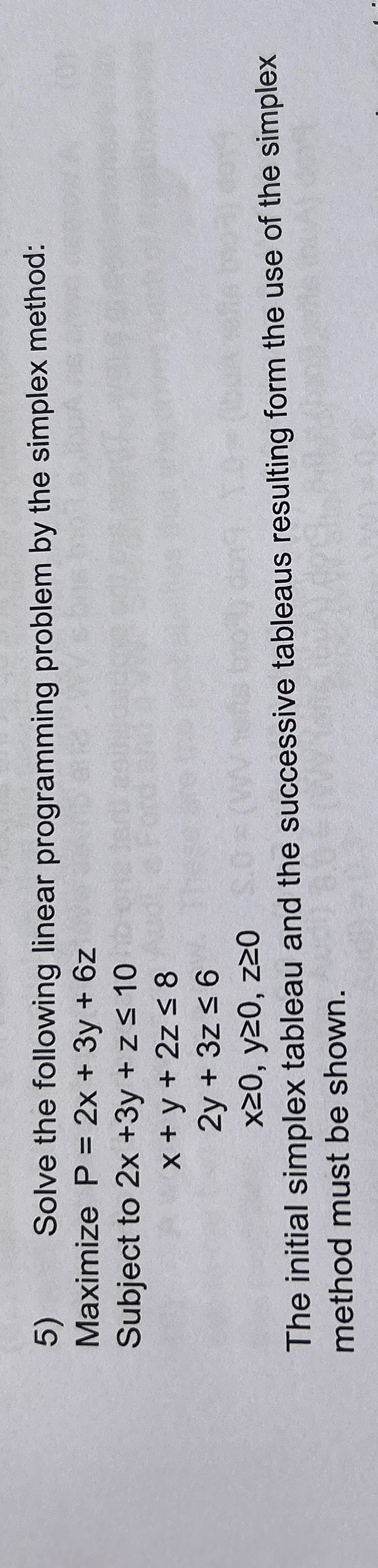 Solved SHOW WORKSolve the following linear programming | Chegg.com
