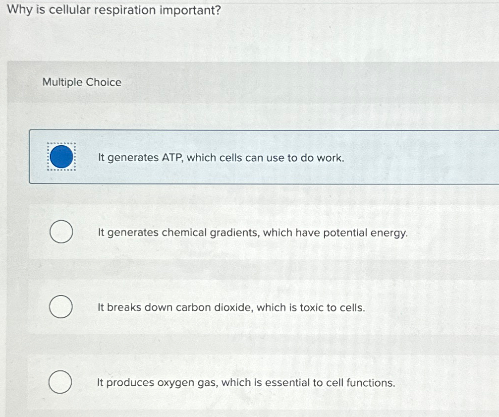 Solved Why is cellular respiration important?Multiple | Chegg.com
