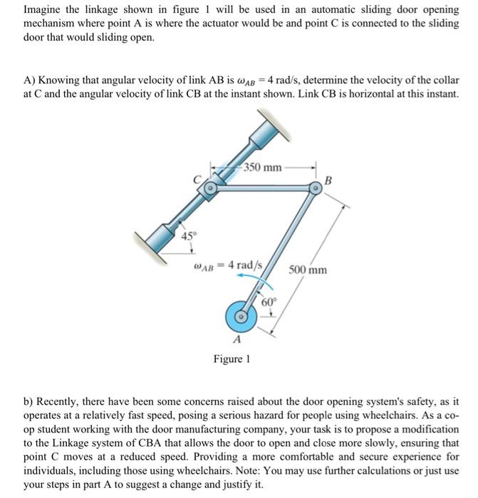 Solved Imagine the linkage shown in figure 1 will be used in | Chegg.com