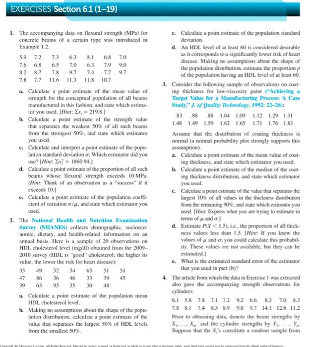 Solved Refer Ch6 Exercise \#2. Calculate a point estimate of | Chegg.com
