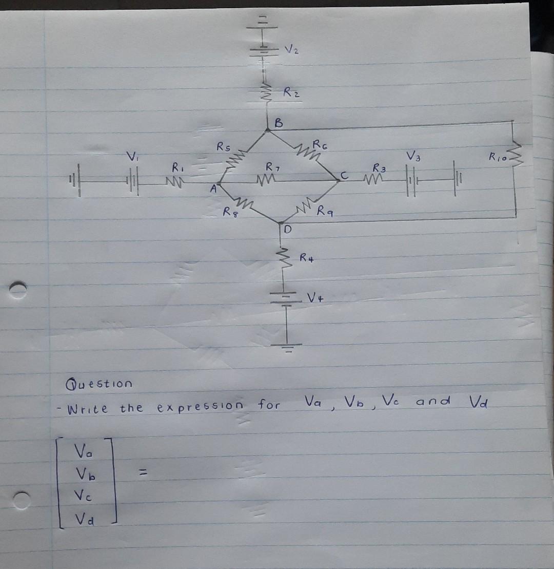 Solved - Write the expression for Va,Vb,Vc and Vd | Chegg.com