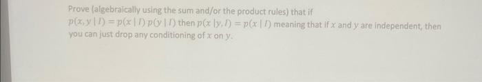 Prove (algebraically using the sum and/or the product | Chegg.com