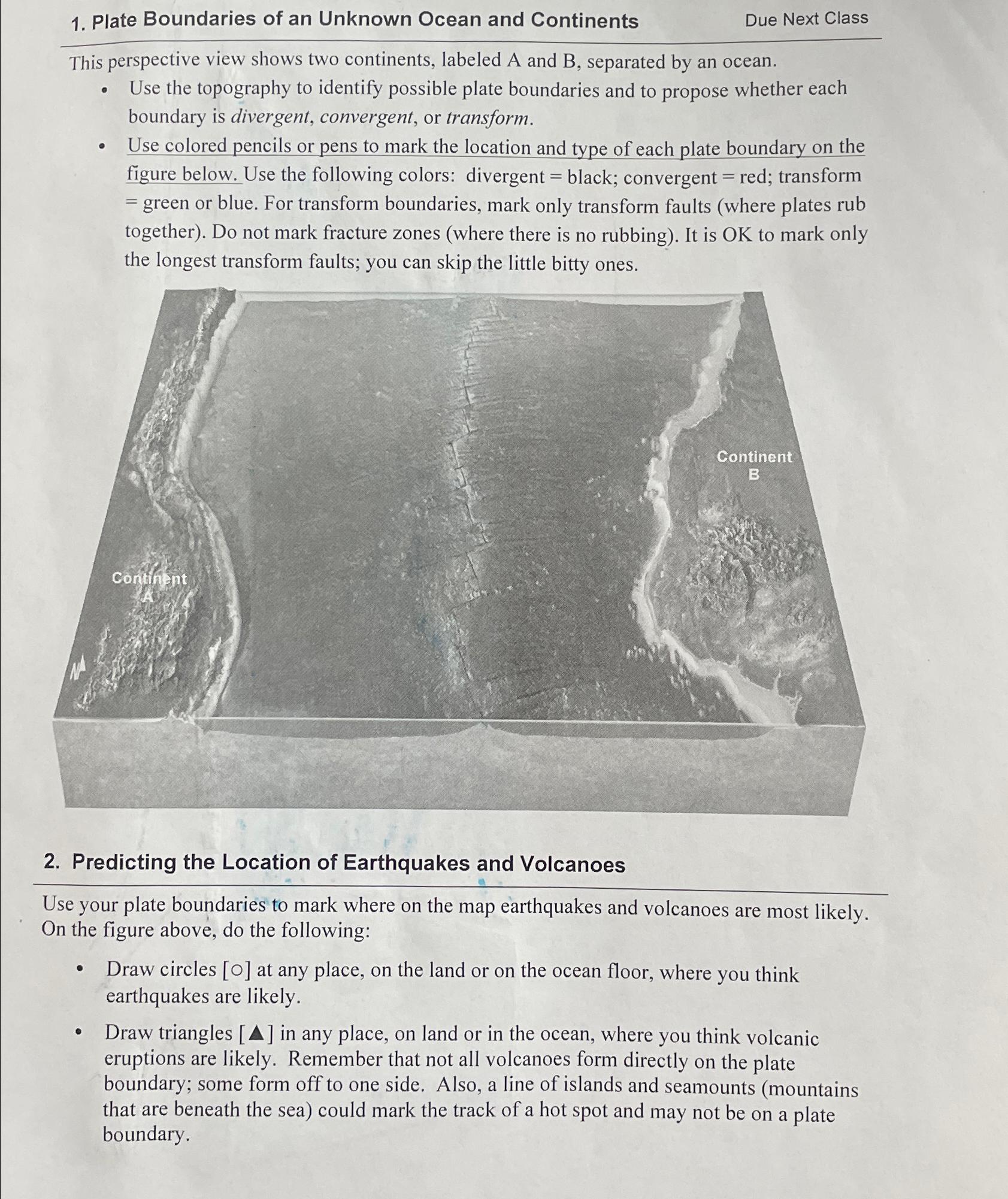 Solved Plate Boundaries of an Unknown Ocean and | Chegg.com