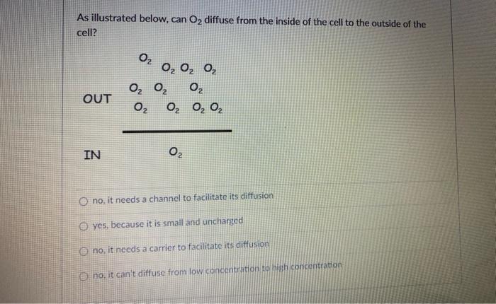 Solved As illustrated below, can O2 diffuse from the inside | Chegg.com