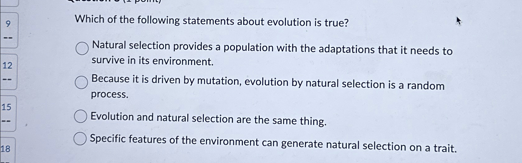 Solved Which of the following statements about evolution is | Chegg.com