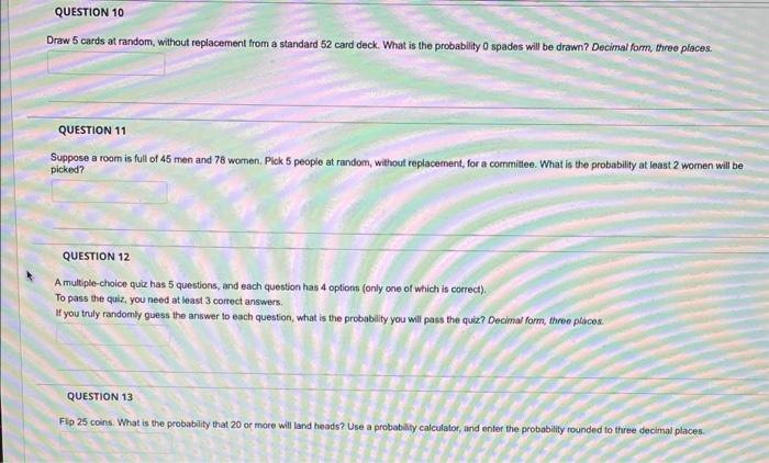 Solved Draw 5 cards at random, without replacement from a | Chegg.com