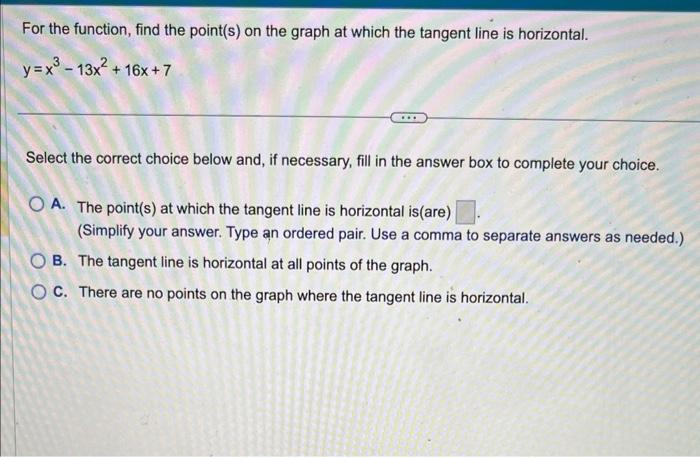 Solved For the function, find the point(s) on the graph at | Chegg.com