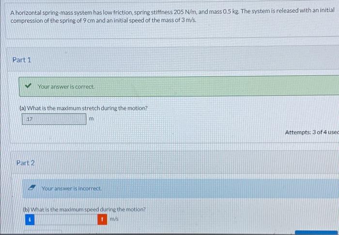 Solved A horizontal spring-mass system has low friction, | Chegg.com